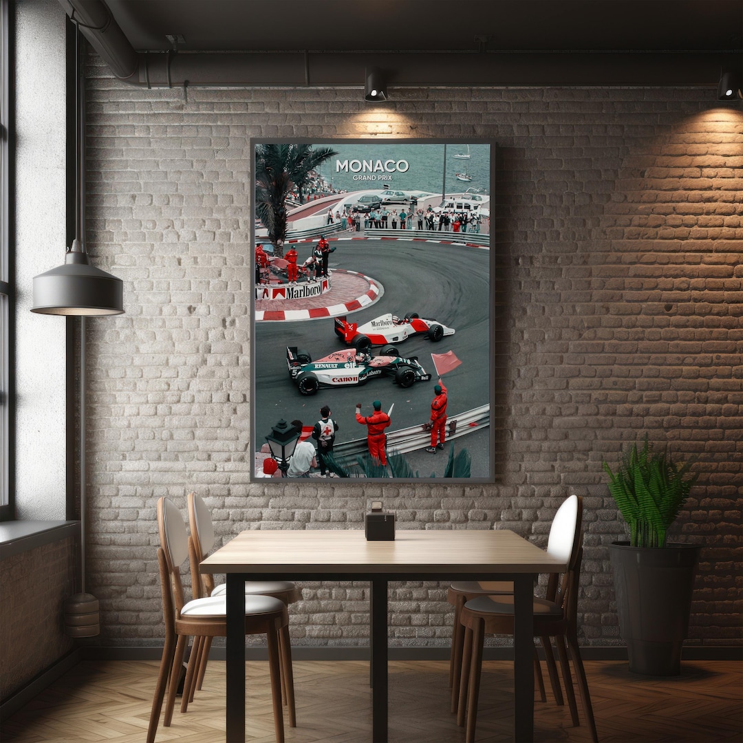 Monaco Grand Prix Vintage F1 Poster | Ayrton Senna & Nigel Mansell ...