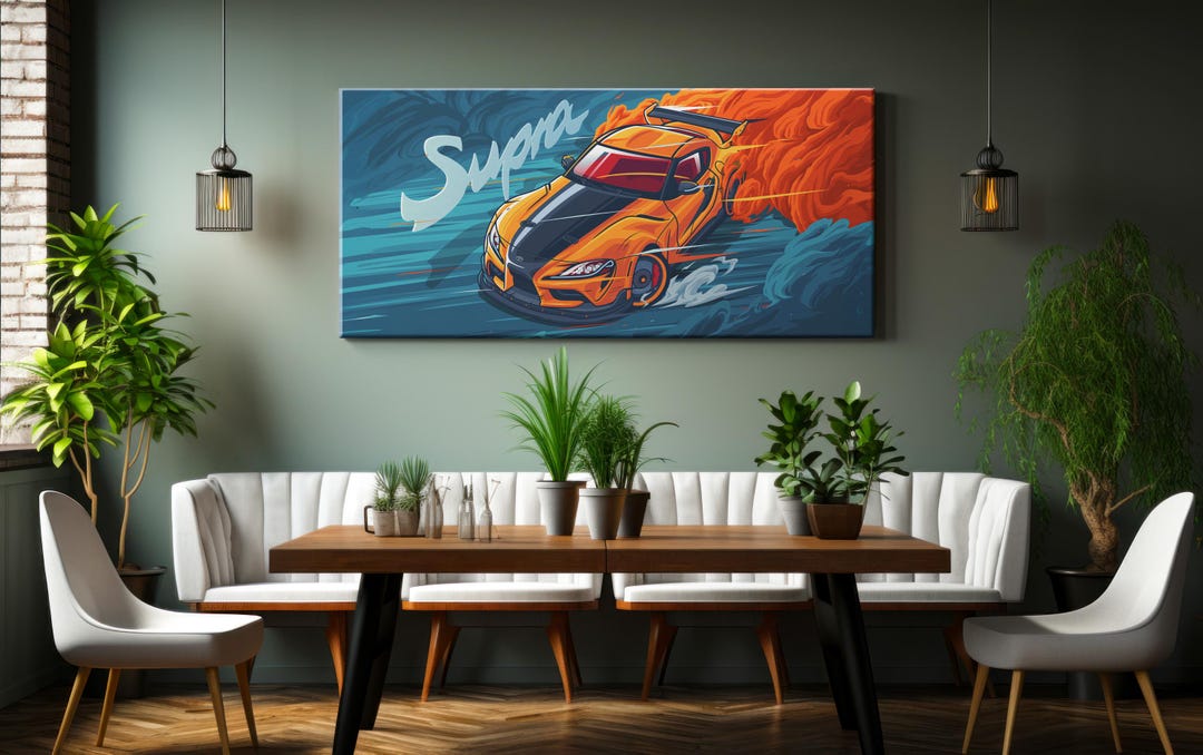Toyota Supra Digital Artwork Drifting Car Wall Art Vibrant Automotive ...