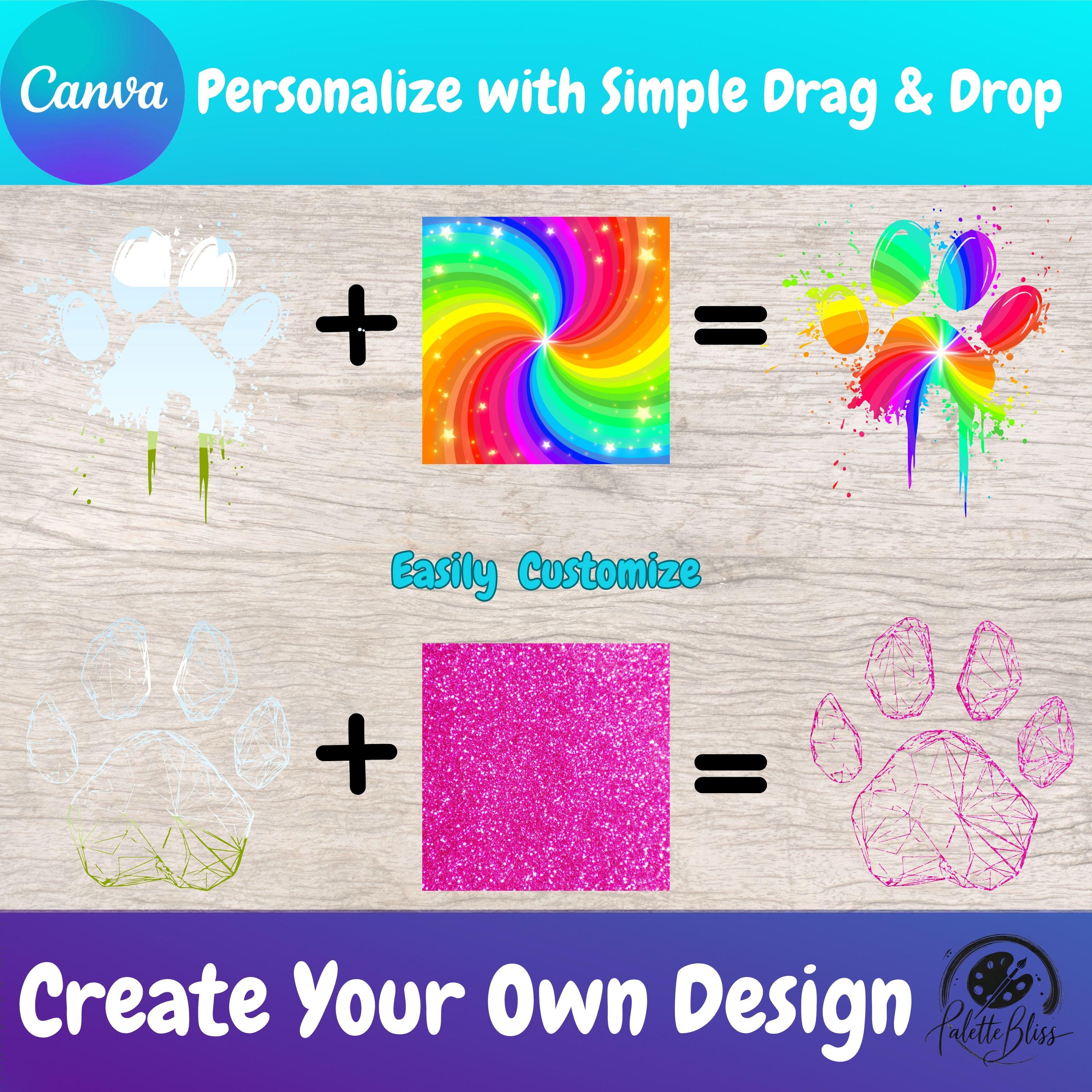 Pet Paw Canva Frame Template Sublimation Editable Dog Cat Paws Print ...