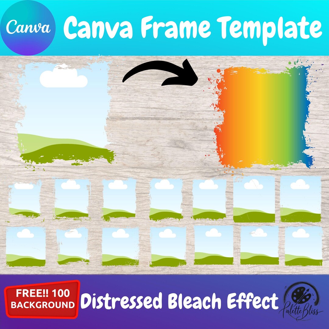 Distressed Bleach Effect Canva Frame Editable Torn Paper Edge Template ...