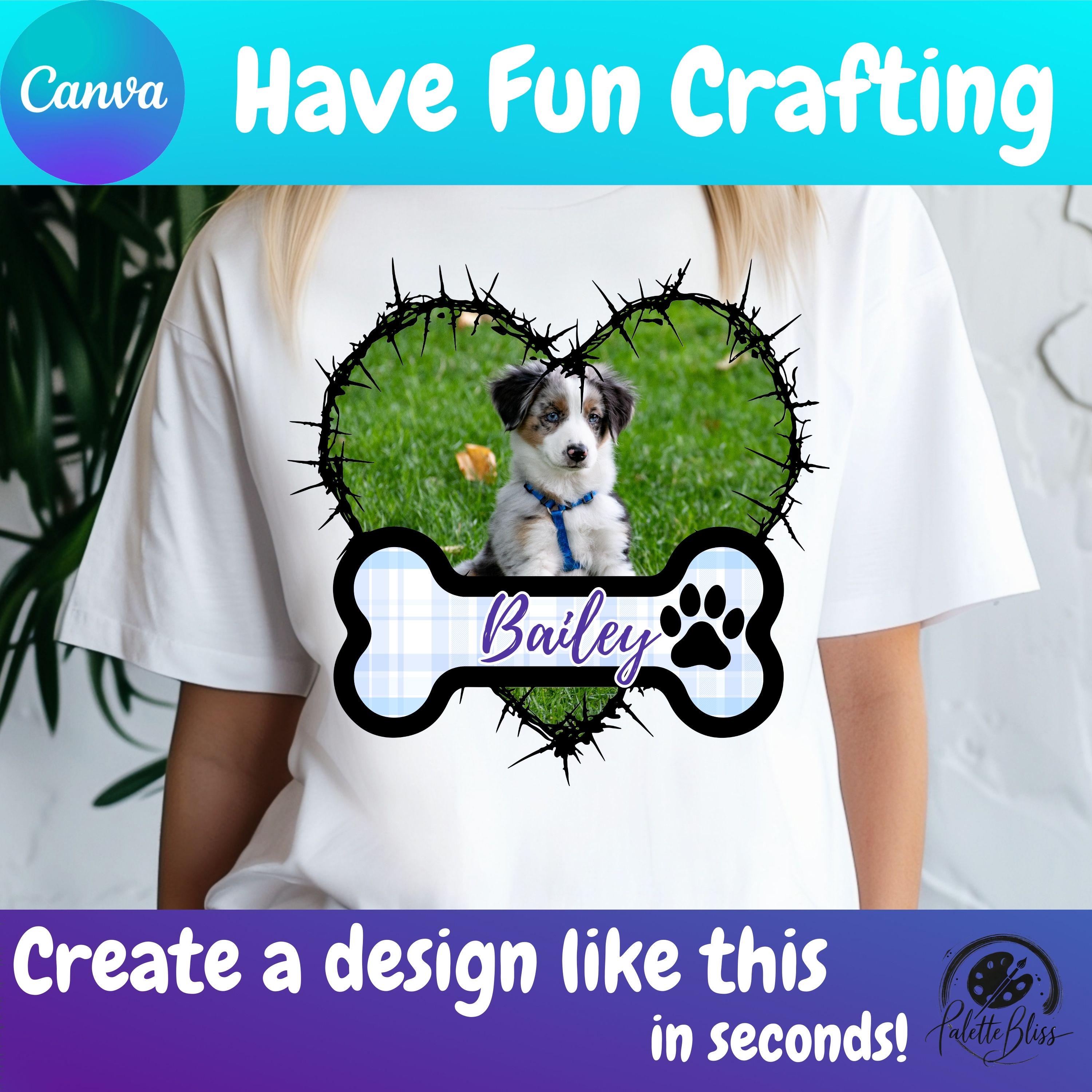 Heart Dog Bone Paw Canva Frame Template Pet Photo Clipart Sublimation ...