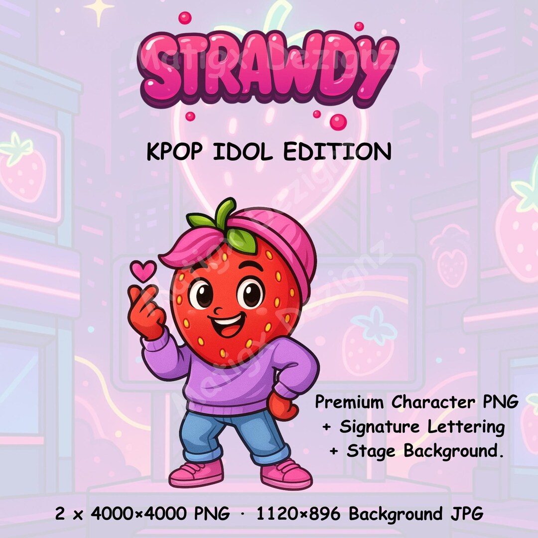 Strawdy KPOP PNG, Strawberry Boy, Fruit Character, Kawaii Sticker Art ...