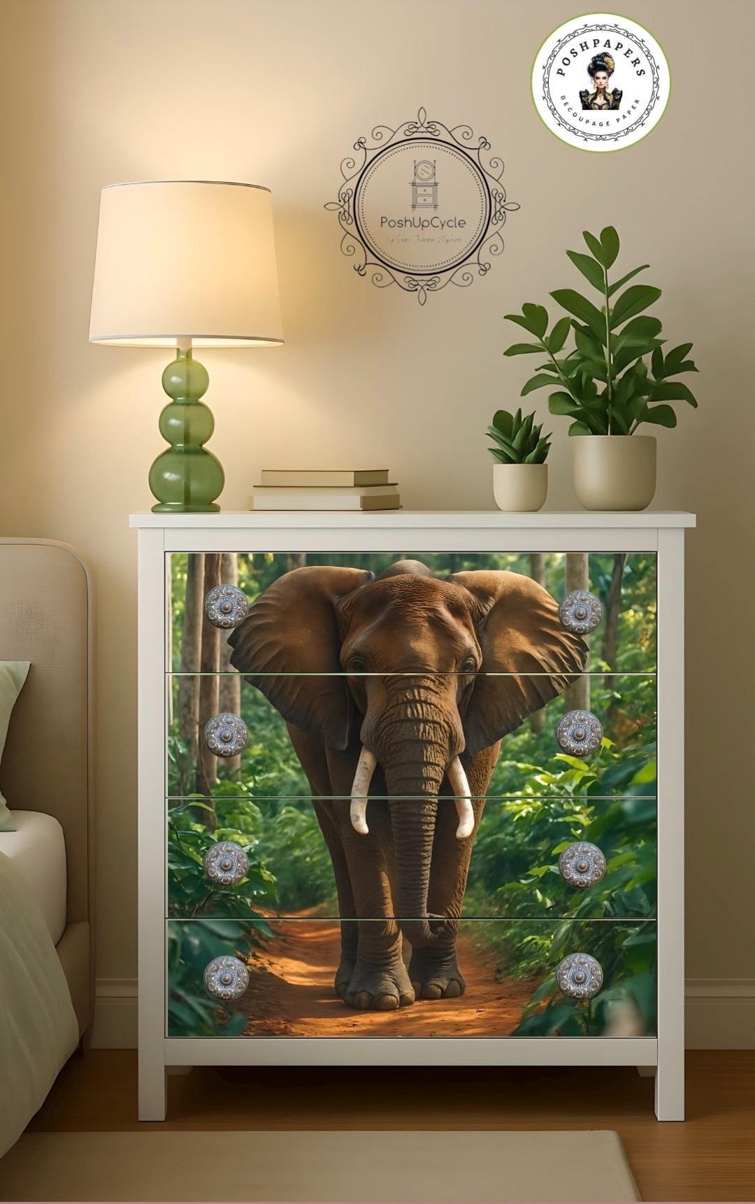 Elephant Decoupage Paper, Boho Furniture Art (36cm X 53cm) - Etsy