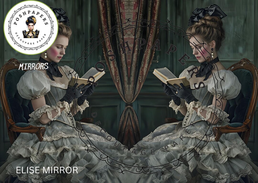 ELISE Mirror Image ~ Large Decoupage Paper ~ Boho Shabby Chic, Vintage ...