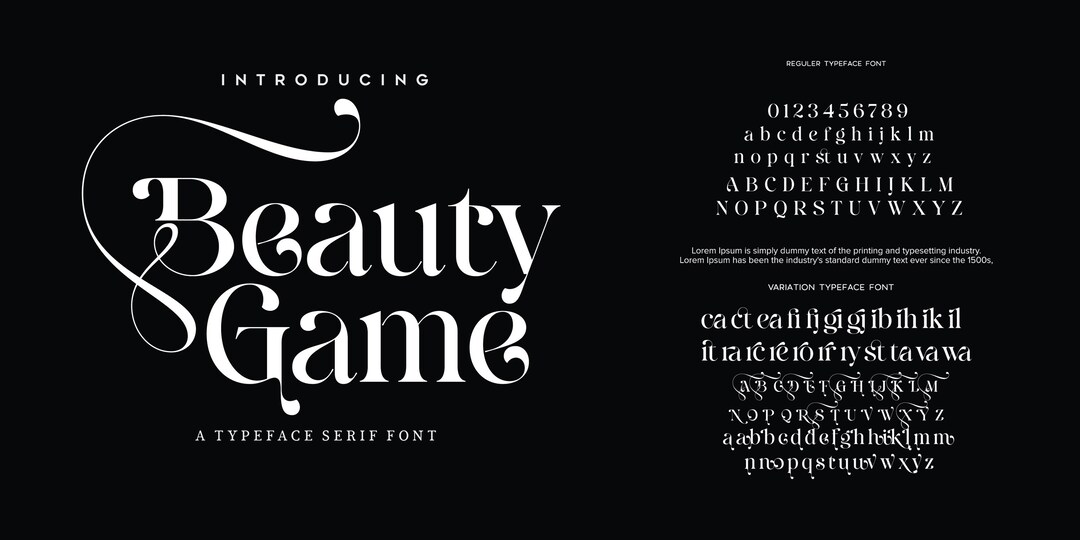 Beauty Game Font - Serif Font, Modern Font, Swash Font, Fonts for ...