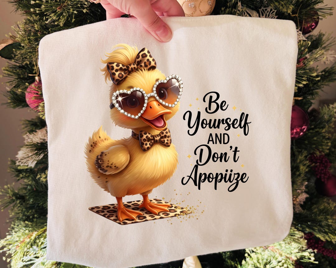 Cute Ducky Leopard Print PNG, Glam Duck Clipart With Sunglasses Bow and ...