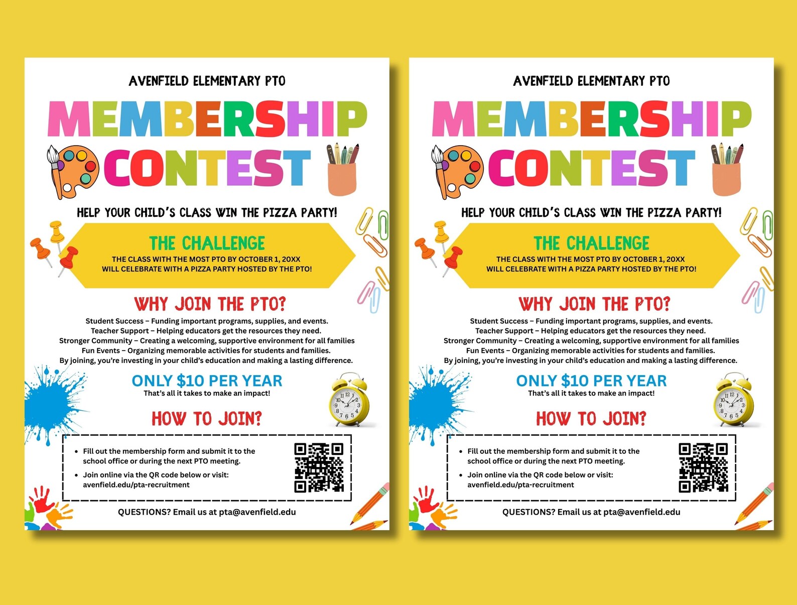 PTO Flyer Template | PTA Membership Contest, Recruitment & Fundraiser ...