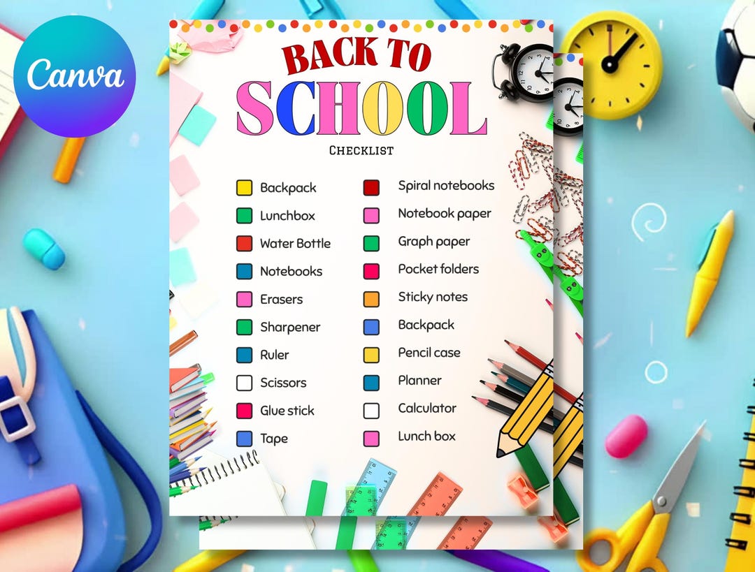 Editable Back to School Checklist: Printable Planner for Kids (PDF ...