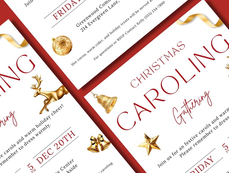 Editable Christmas Caroling Invitation, Holiday Carol Gathering Flyer ...