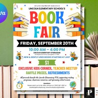 Book Fair Flyer Editable Template. Book Sale Event. Fall Book Fair. - Etsy