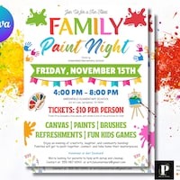 Family Paint Art Night Flyer Printable Craft Festival Fundraiser ...