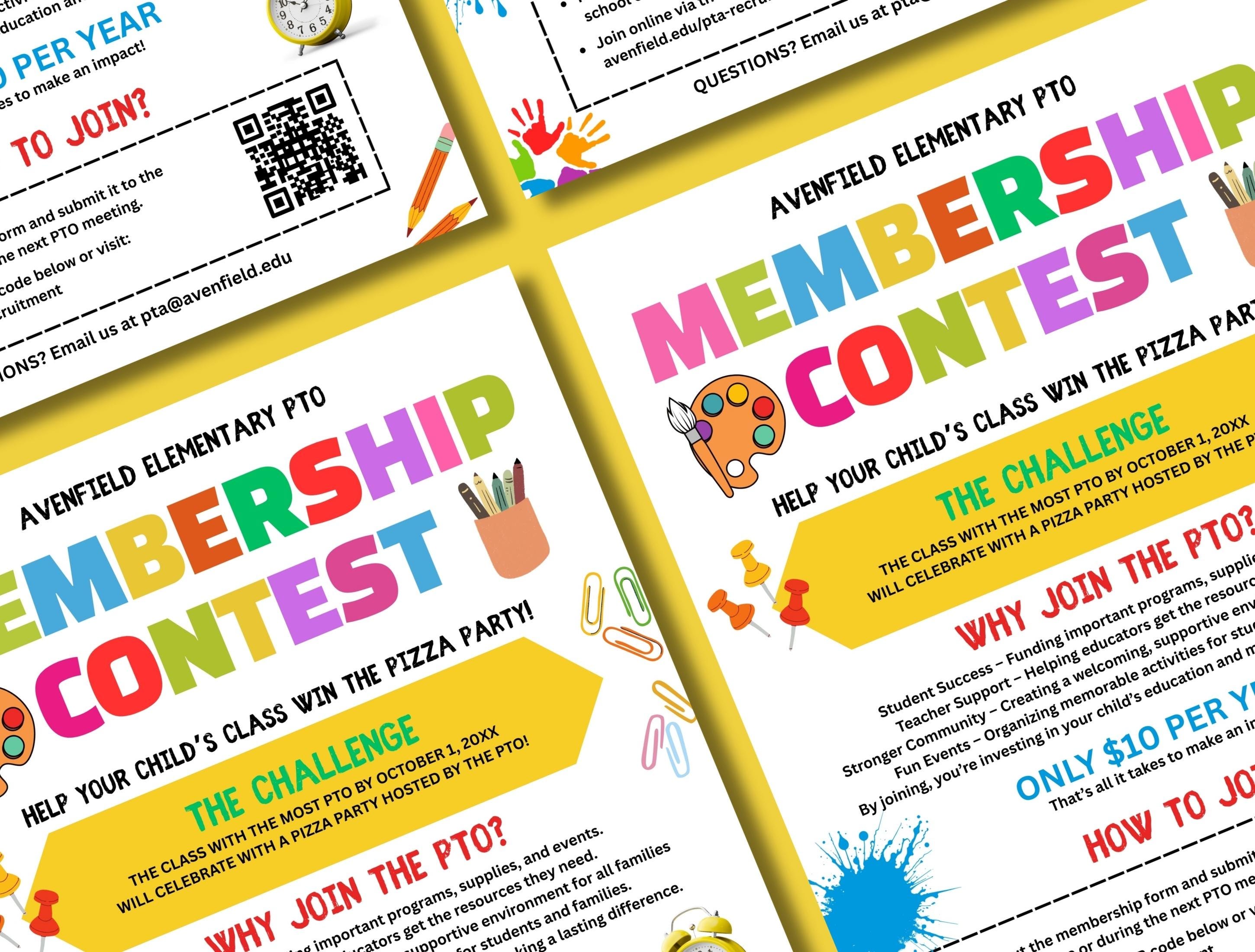 PTO Flyer Template | PTA Membership Contest, Recruitment & Fundraiser ...