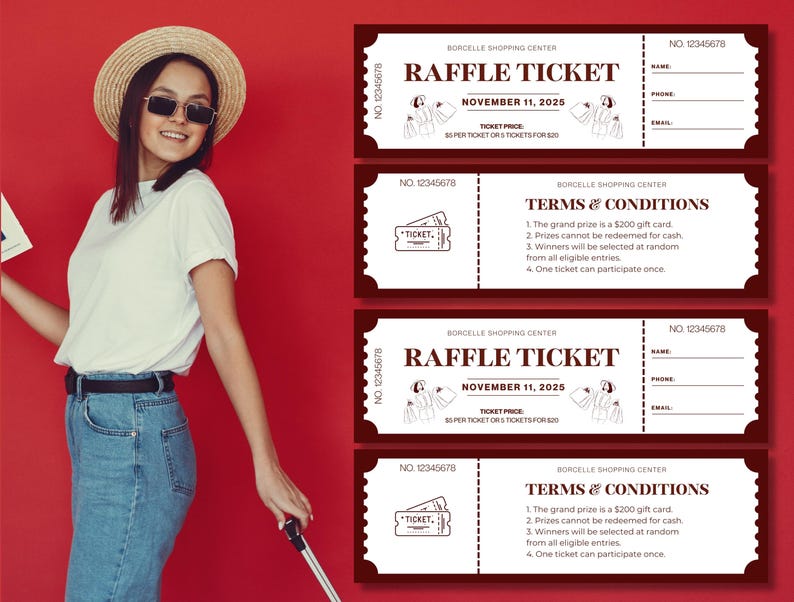 Vintage Fall Raffle Ticket Template: Editable Canva Design (8.5x2.5 ...