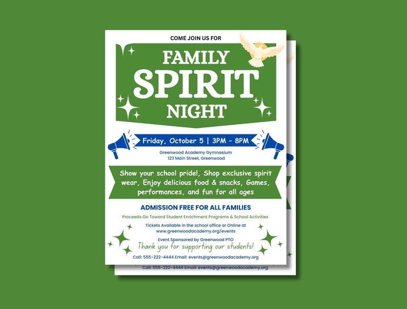 Editable School Spirit Night Flyer: Canva Template (instant Access ...