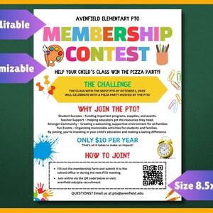 PTO Flyer Template | PTA Membership Contest, Recruitment & Fundraiser ...