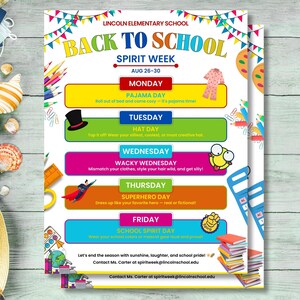 Editable Back to School Spirit Week Flyer: Printable Canva Template ...