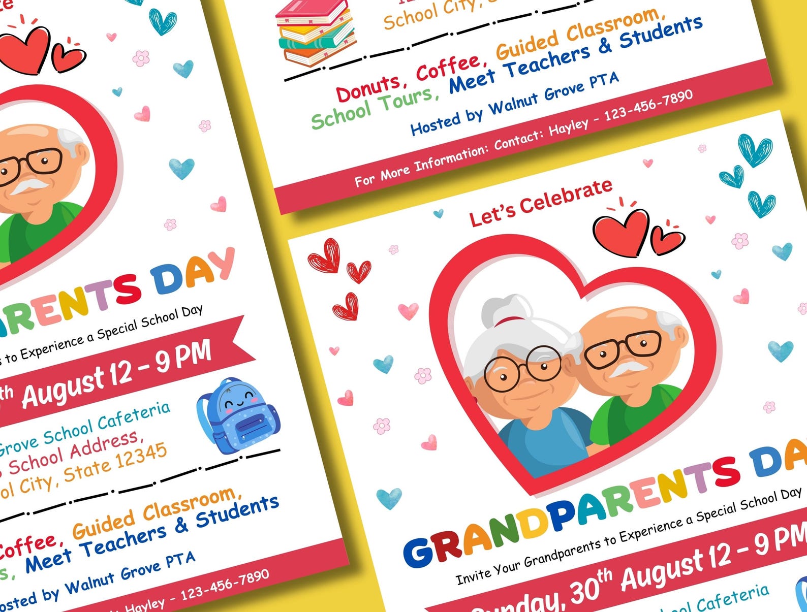 Grandparents Day School Flyer: Editable Canva Template (8.5x11 Digital ...