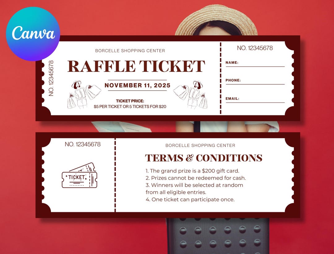 Vintage Fall Raffle Ticket Template: Editable Canva Design (8.5x2.5 ...