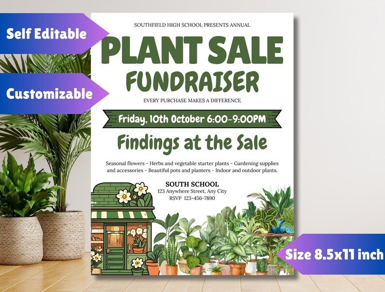Plant Flyer Template | Editable School Fundraiser (digital Download) - Etsy