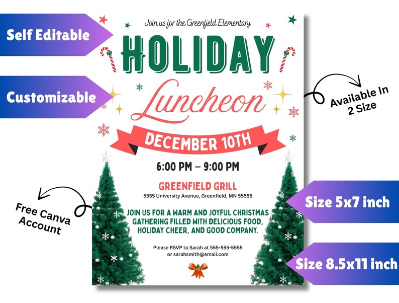 Editable Christmas Luncheon Flyer Template | Holiday Teacher ...