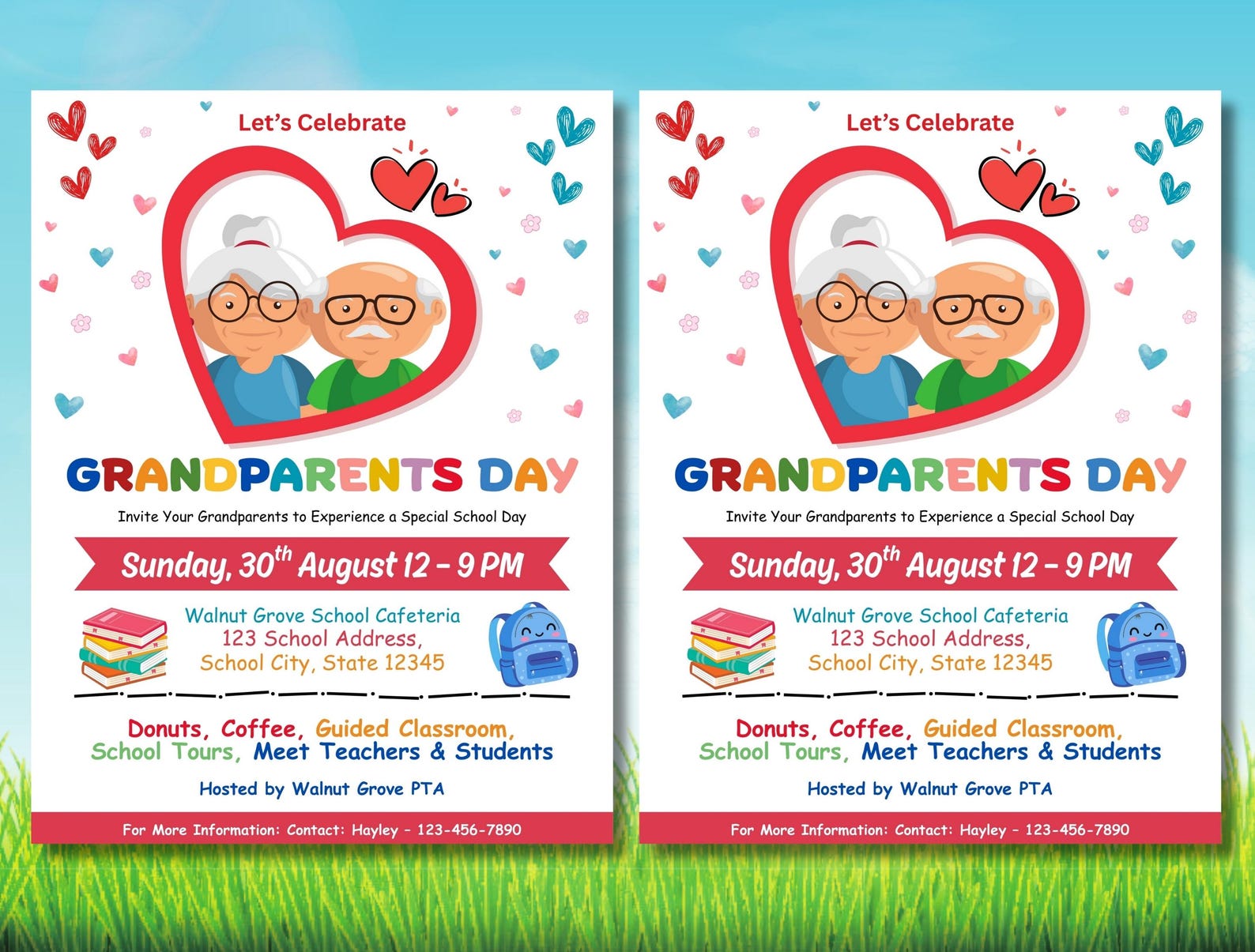 Grandparents Day School Flyer: Editable Canva Template (8.5x11 Digital ...