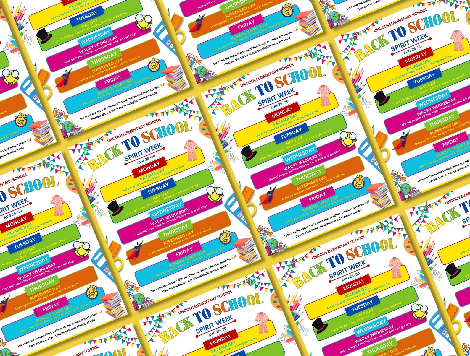 Editable Back to School Spirit Week Flyer: Printable Canva Template ...