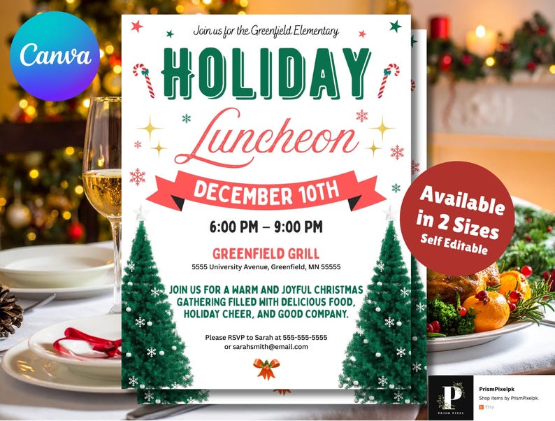 Editable Christmas Luncheon Flyer Template | Holiday Teacher ...