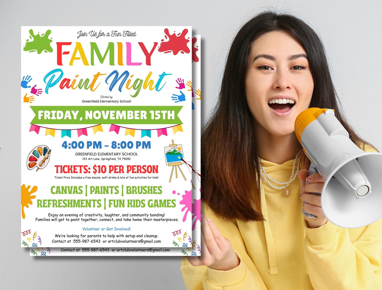 Family Paint Night Flyer Template: School PTA PTO Event (canva Editable ...