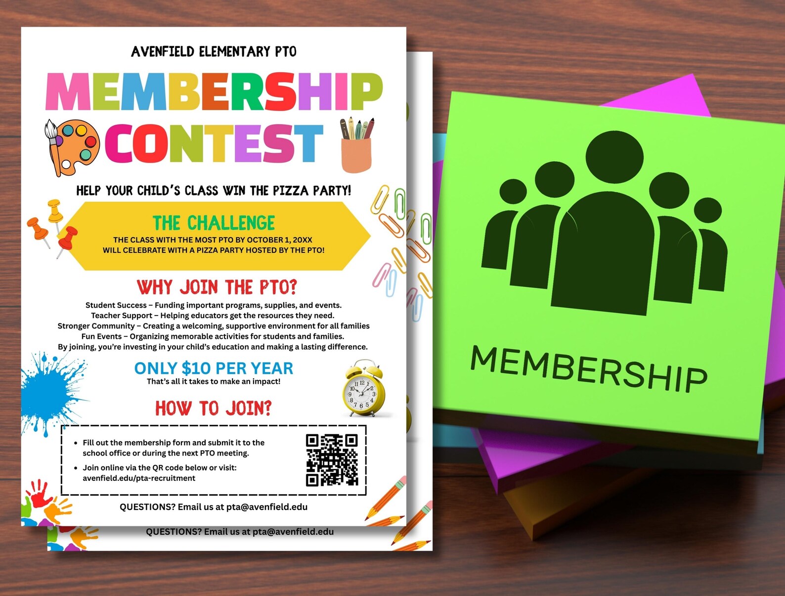 PTO Flyer Template | PTA Membership Contest, Recruitment & Fundraiser ...