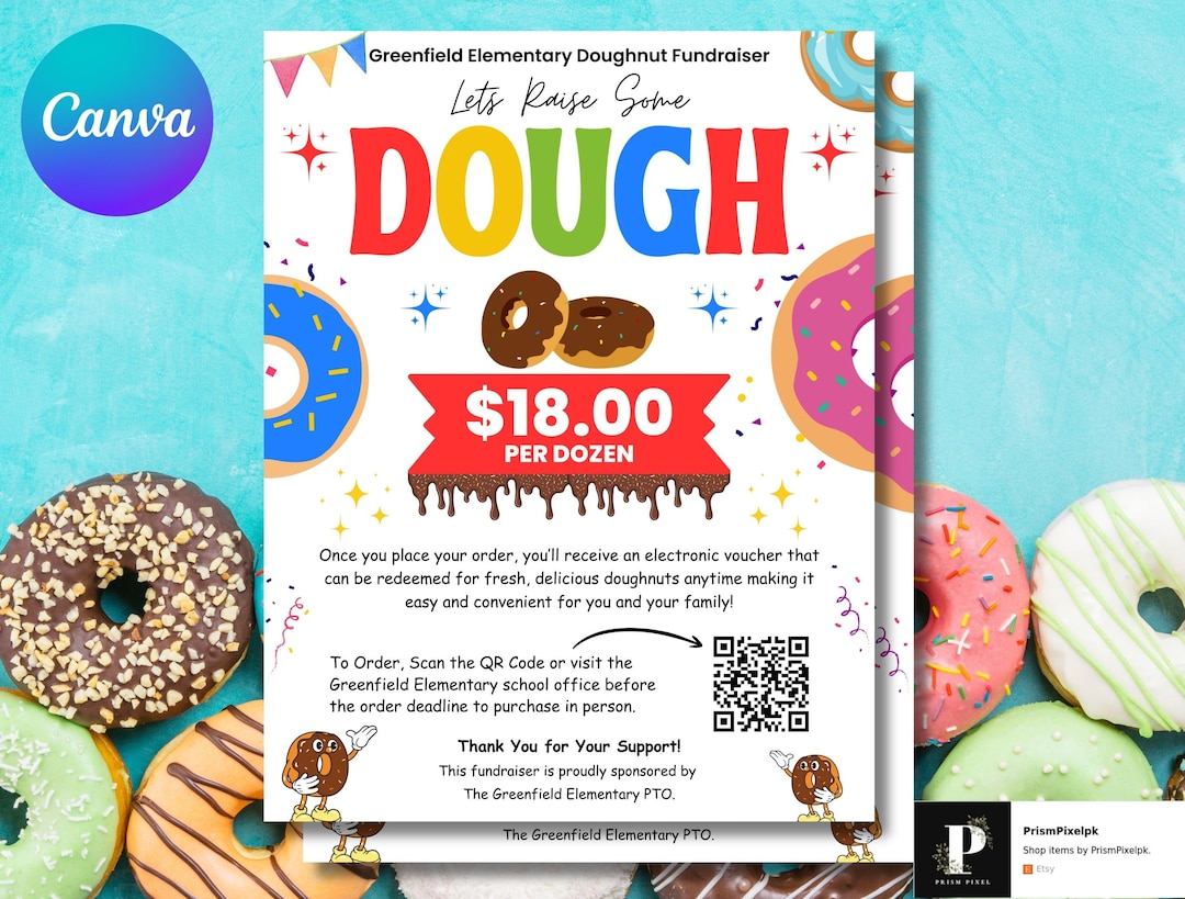 Editable Donut Fundraiser Flyer Template, PTO PTA Doughnut Sale Poster ...