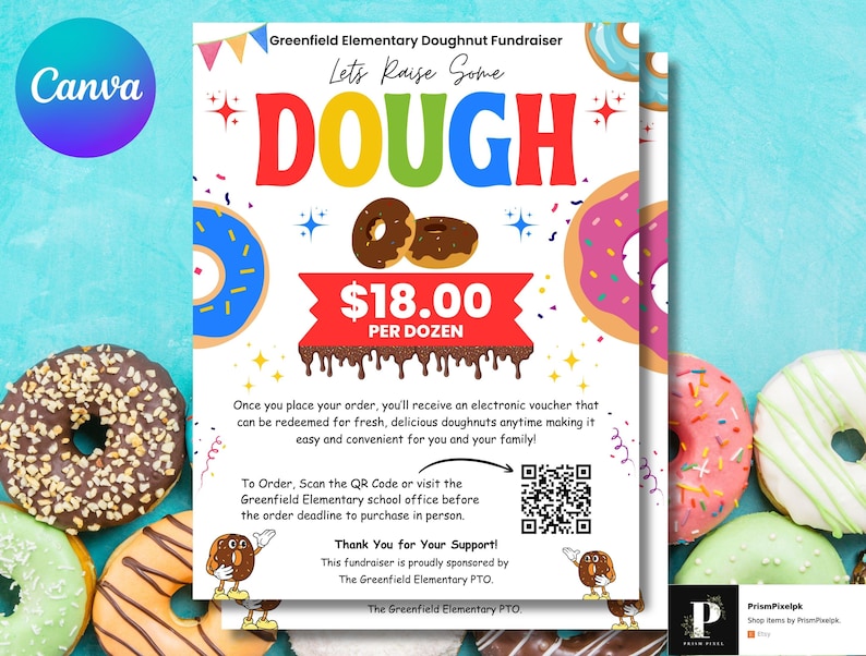 Donut Fundraiser Flyer Template, Editable Bake Flyer (digital Download ...
