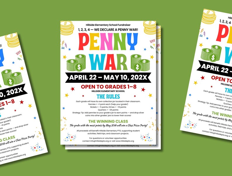 Penny War Flyer Template: School Fundraiser, Coin Drive (canva Editable ...