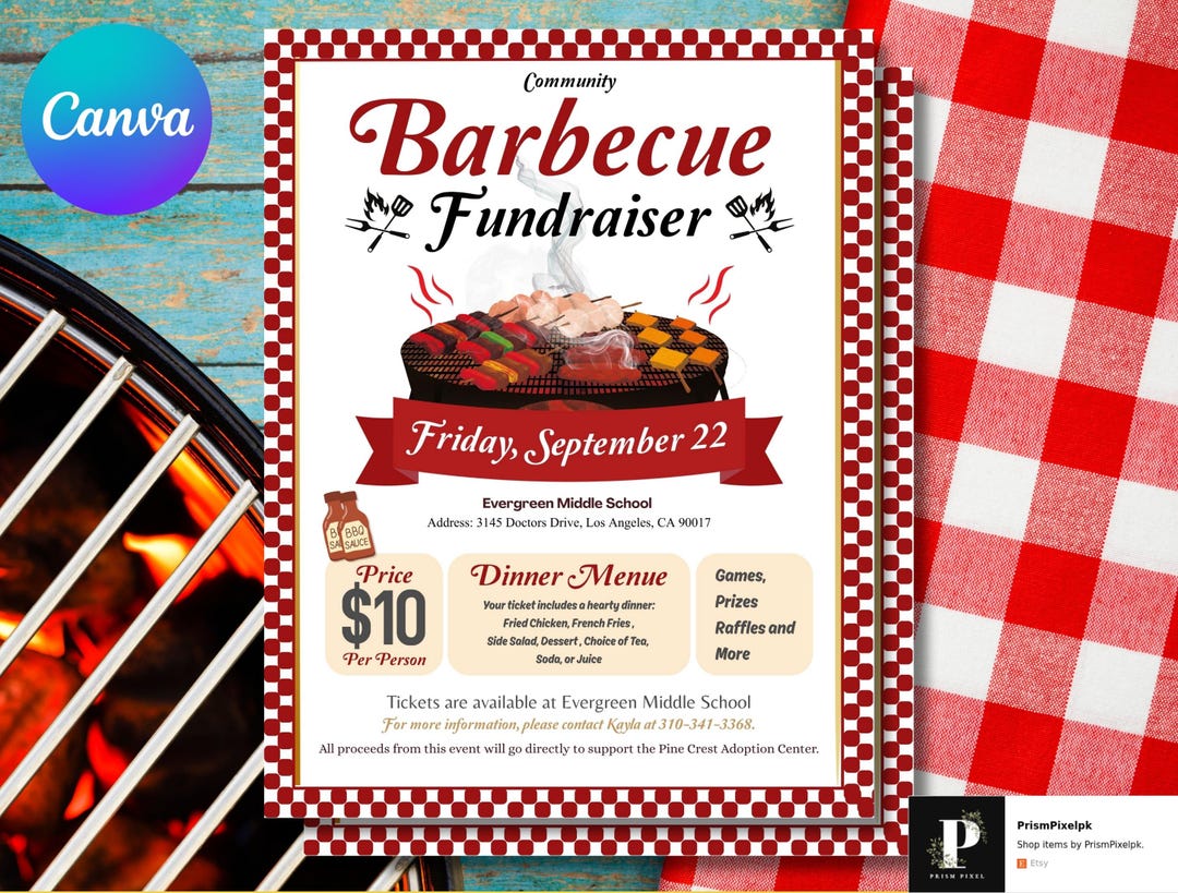 Editable BBQ Fundraiser Flyer | Printable Cookout Event Template ...