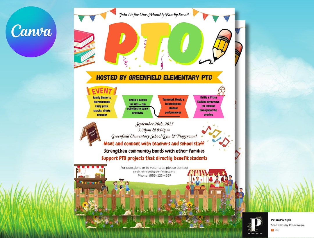PTO Flyer Template | Printable Parent Teacher Organization Event Poster ...