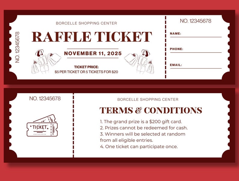Vintage Fall Raffle Ticket Template: Editable Canva Design (8.5x2.5 ...