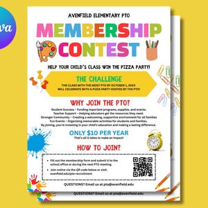 PTO Flyer Template | PTA Membership Contest, Recruitment & Fundraiser ...