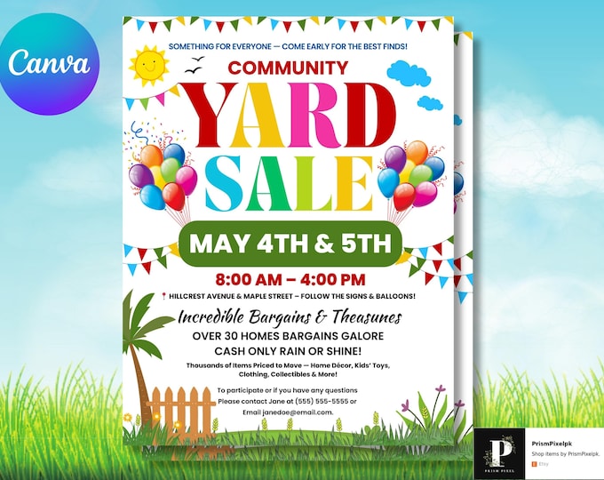 Editable Yard Sale Flyer Template | DIY Fundraiser Poster ...