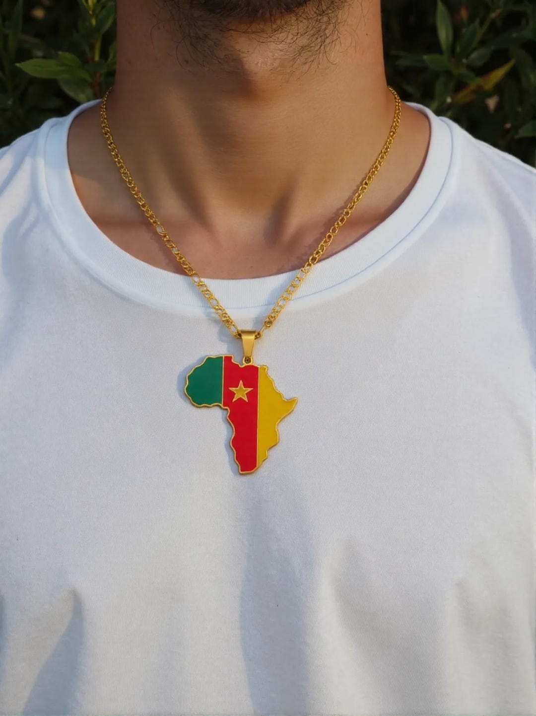 18K Gold Plated Africa Map Outline Pendant & Chain ~ Senegal Flag Charm ...