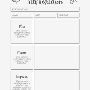 Assessment Self Reflection Worksheet - Etsy