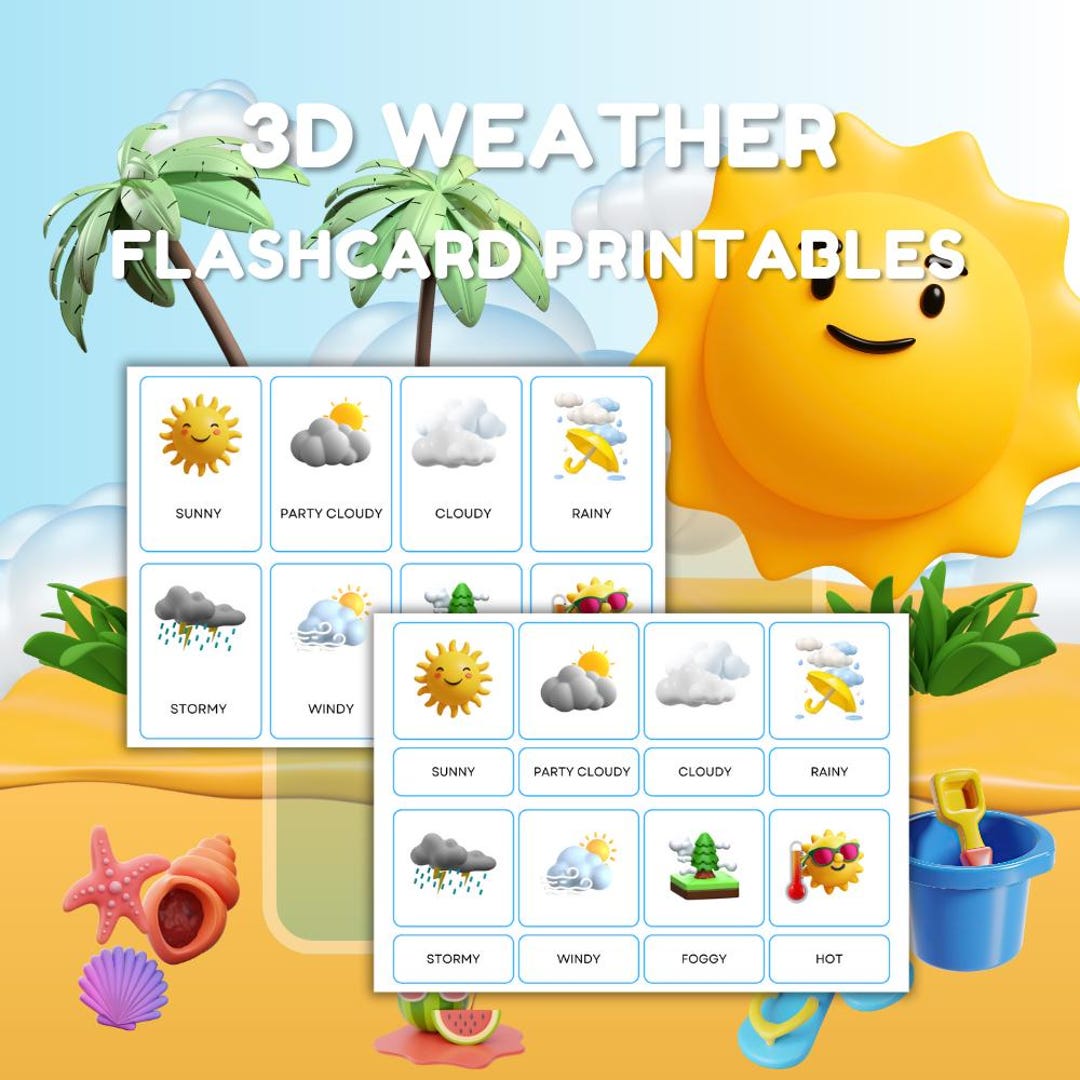 3D Weather Flash Cards for Kids – Fun & Interactive Learning Printable ...