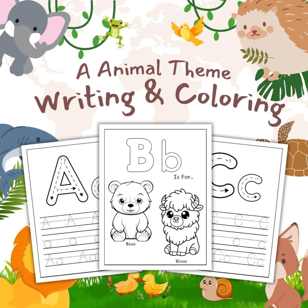 Fun Writing and Coloring Worksheets 52 Pages Printable Kindergarten ...