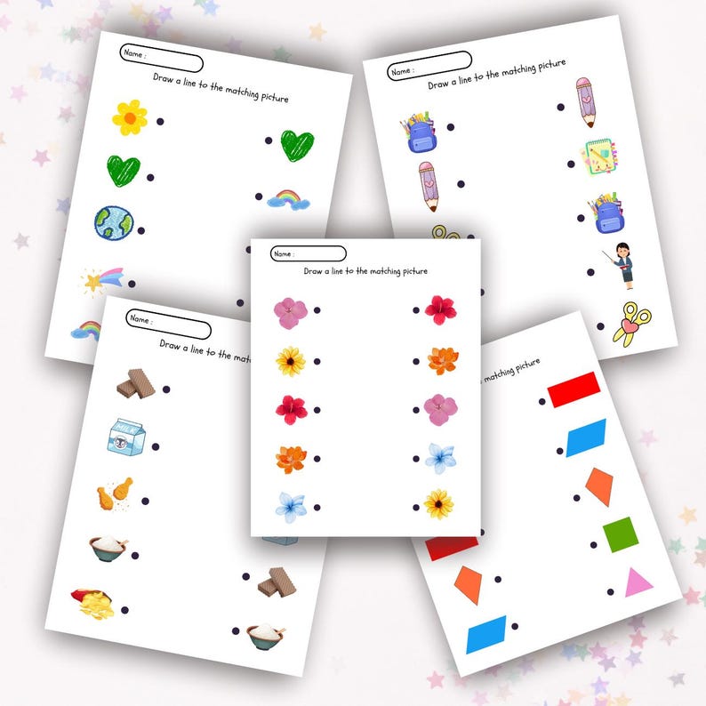 52 Matching Worksheets, Instant Download, PDF and PNG (ZIP). Ideal for ...