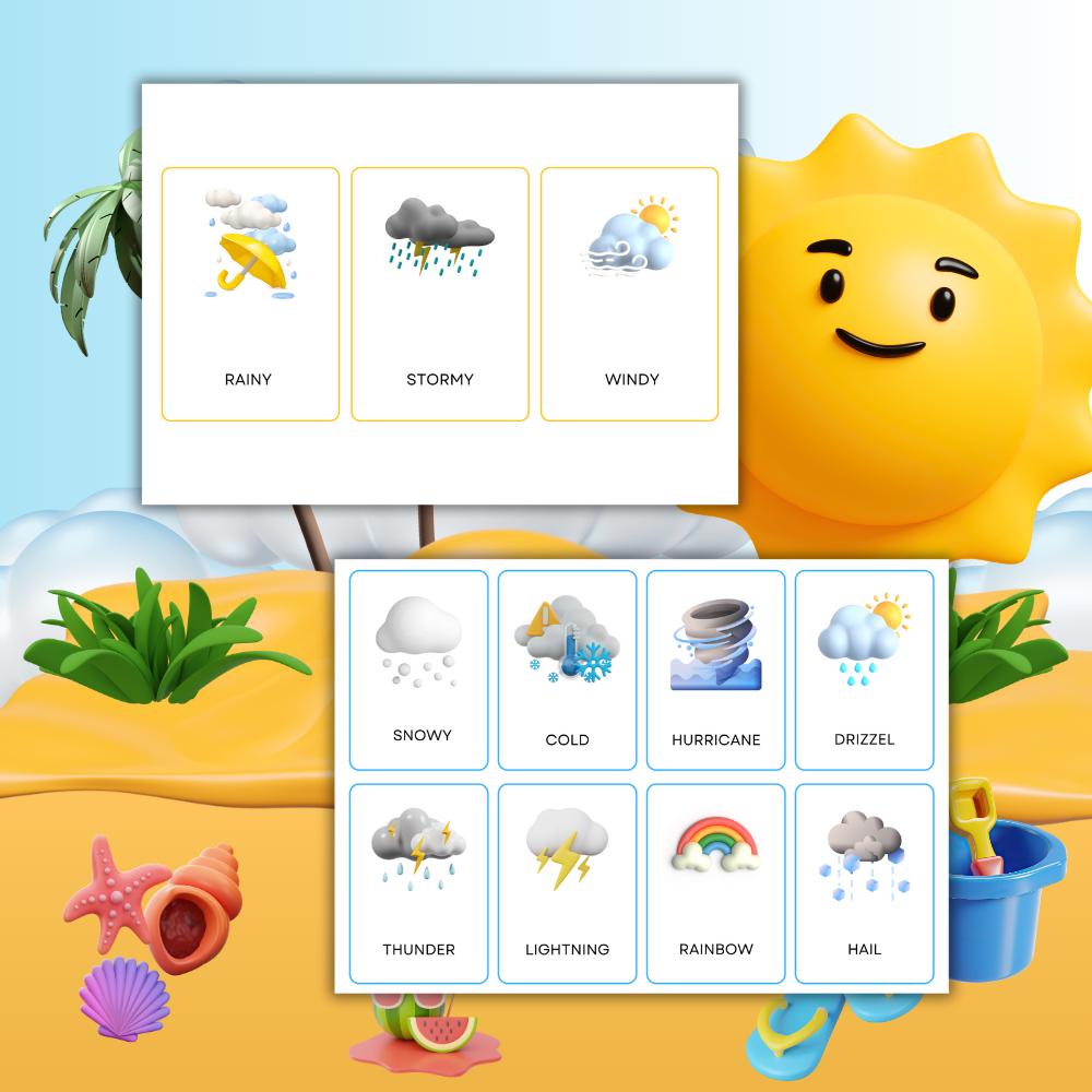 3D Weather Flash Cards for Kids – Fun & Interactive Learning Printable ...