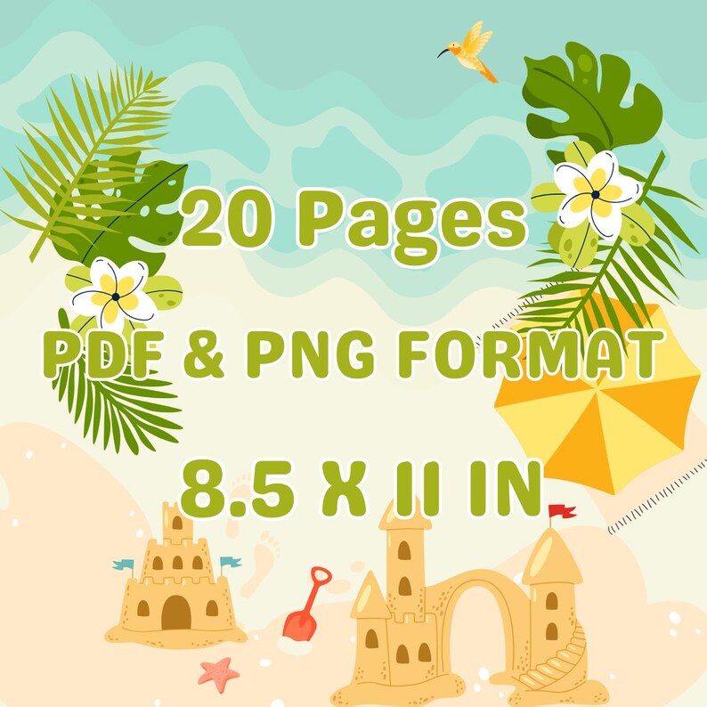 3D Summer Beach Matching Worksheet for Kids | 20 Pages Fun Preschool ...