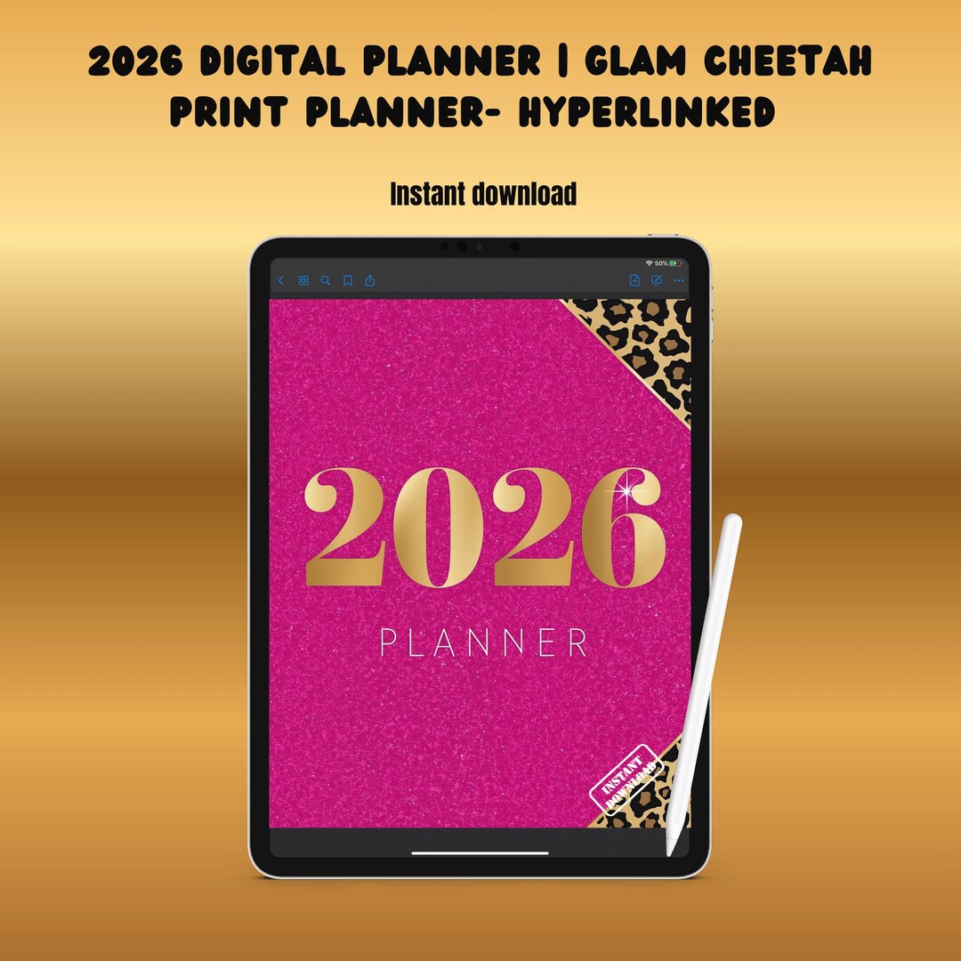 2026 Digital Planner | Glam Cheetah Print Planner- Hyperlinked - Etsy