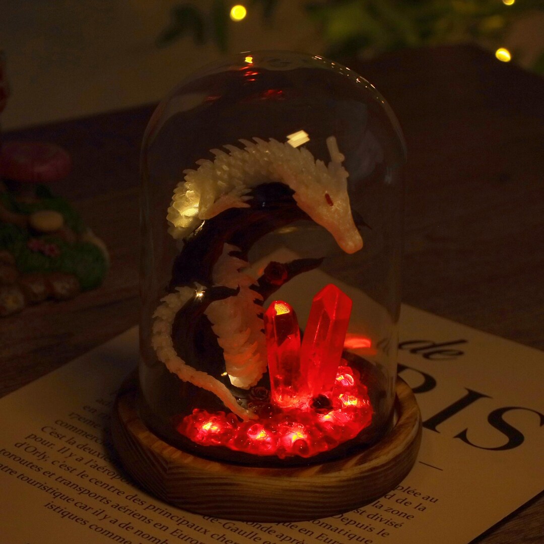 Mystical Dragon Night Light – White Dragon on Black Rose Altar With ...
