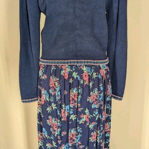 Vintage Ninon De Lenclos Blue and Pink Floral Embroidered Cardigan ...