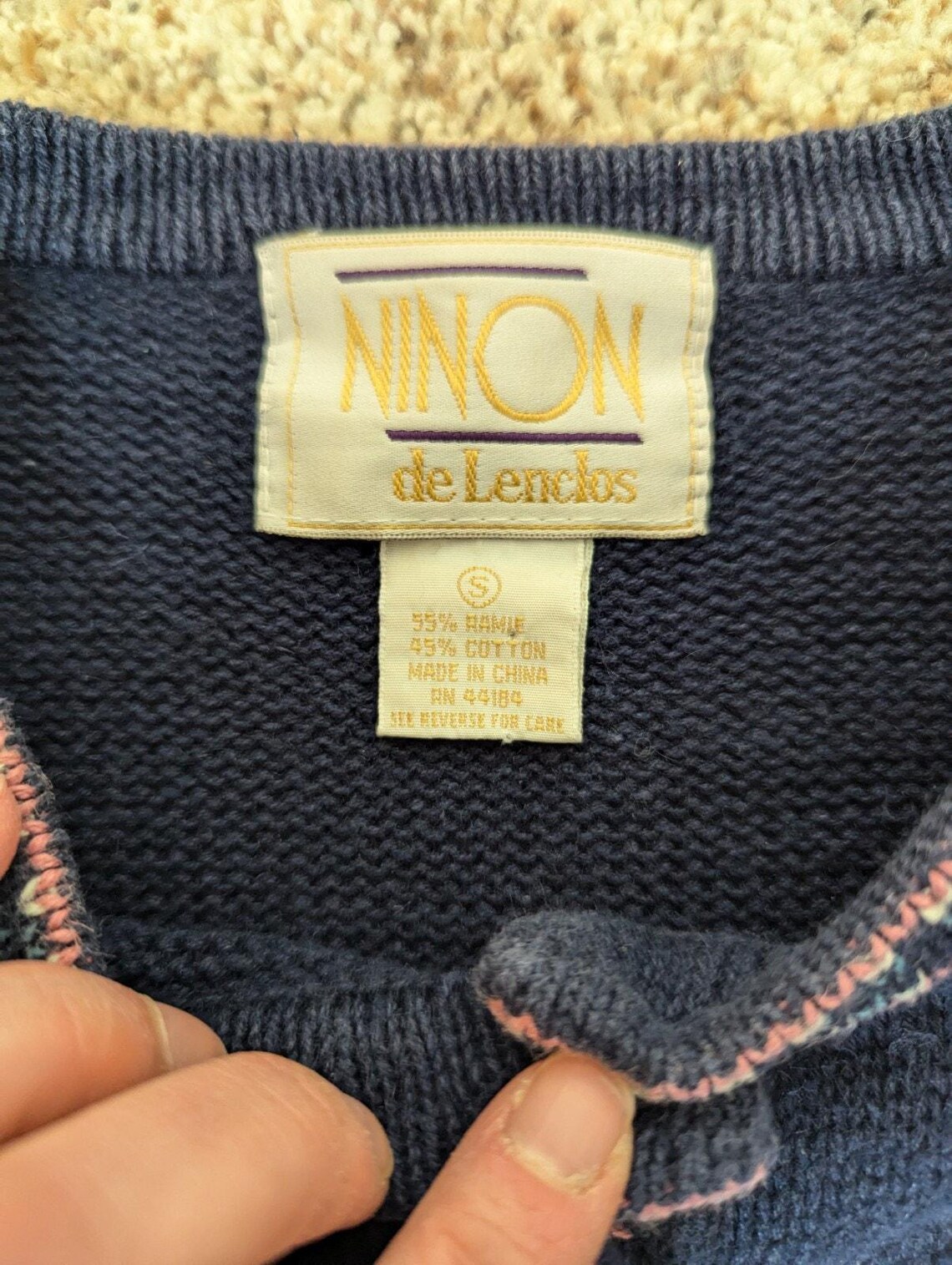 Vintage Ninon De Lenclos Blue and Pink Floral Embroidered Cardigan ...