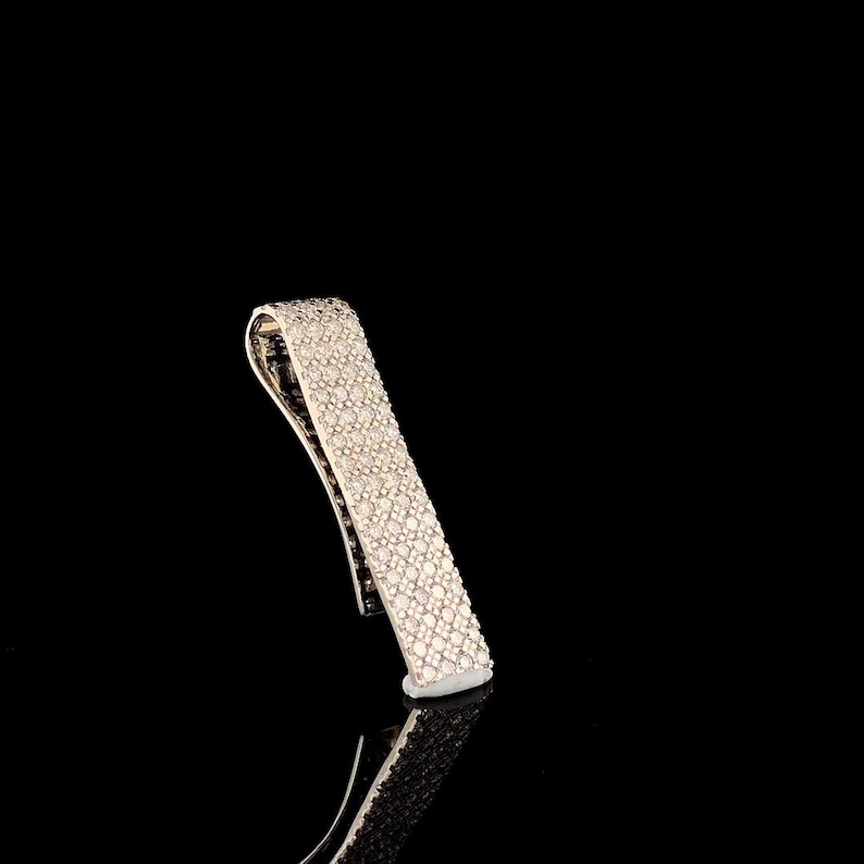 Diamond Tie Clip 14K Solid Gold Pavé Tie Bar for Men, Luxury Wedding ...