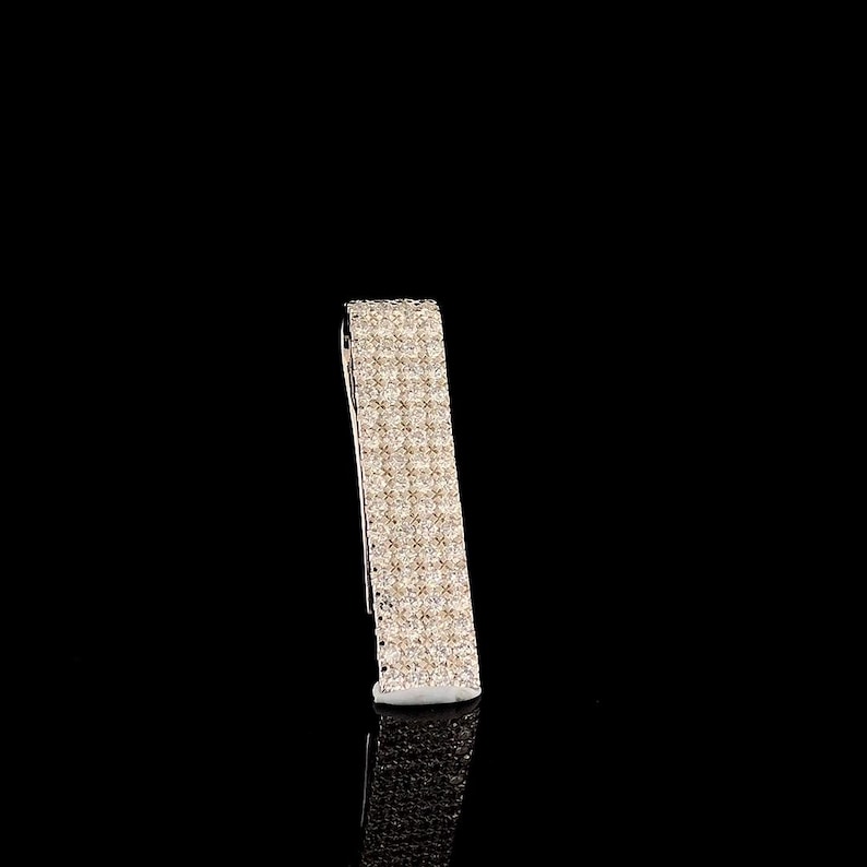 Diamond Tie Clip 14K Solid Gold Pavé Tie Bar for Men, Luxury Wedding ...